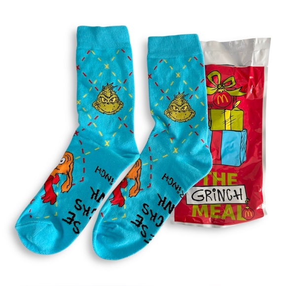 McDonald's | Accessories | Mcdonalds Blue Grinch Socks 225 Grinch Adult ...